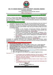 BENUE STATE UNIVERSITY (BSU) RELEASES POST-UTME/DE ADMISSION FORM FOR ...