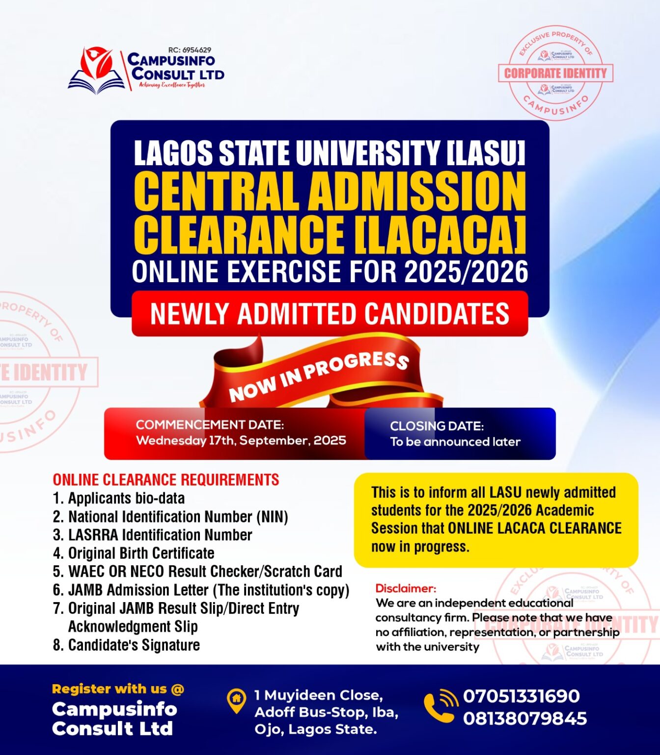 LAGOS STATE UNIVERSITY, [LASU] ACTIVATES CENTRAL ADMISSIONS CLEARANCE ...
